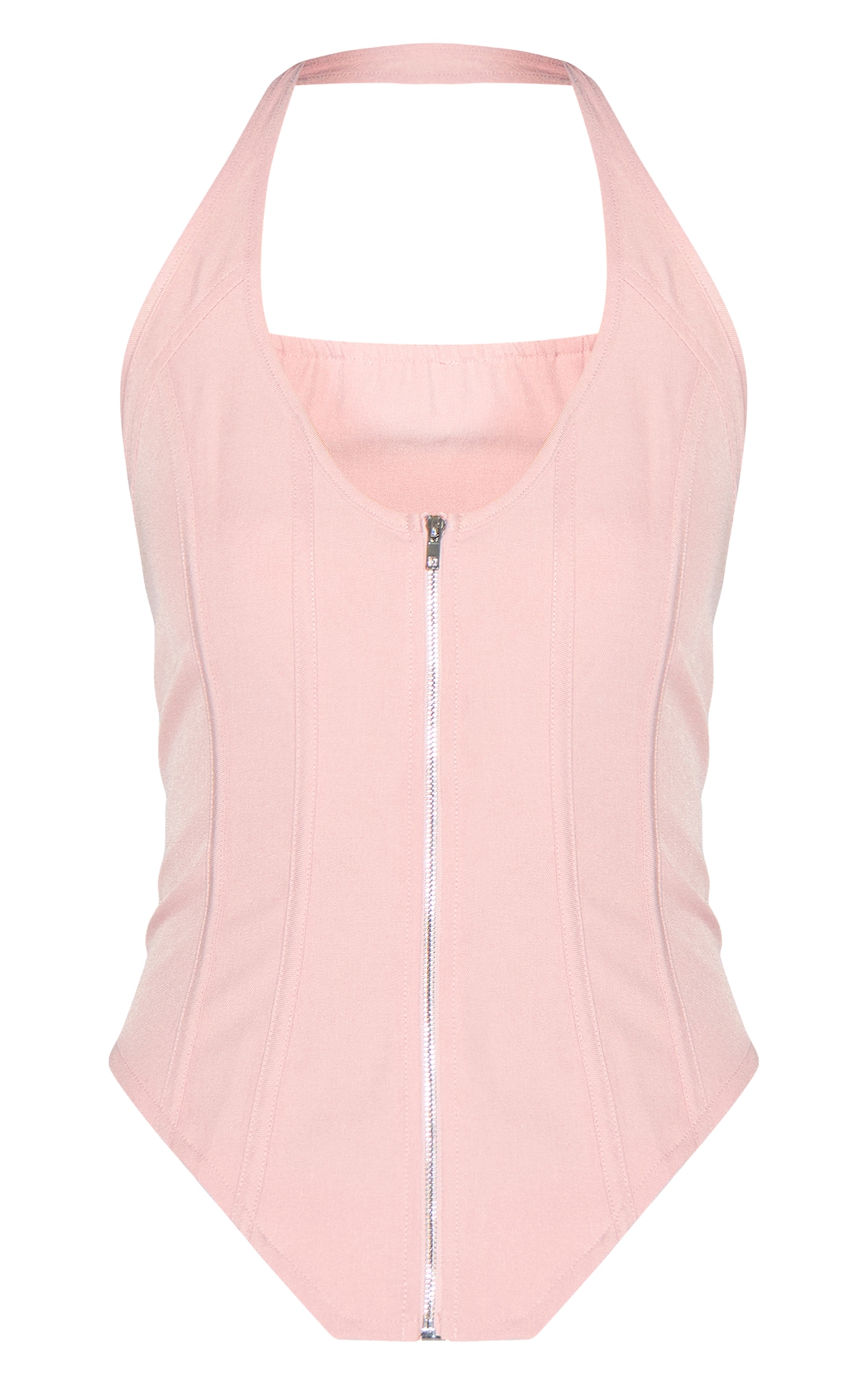 Pale Pink Boned Dip Hem Corset | Tops | PrettyLittleThing USA