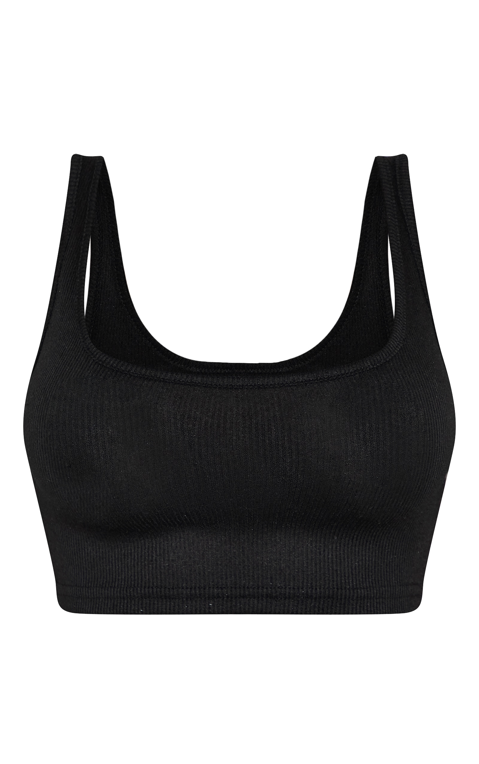 Shape Black Ribbed Scoop Neck Crop Top | Shape | PrettyLittleThing IRE