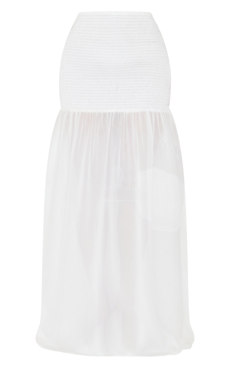 Shape White Shirred Contrast Maxi Skirt | Shape | PrettyLittleThing USA