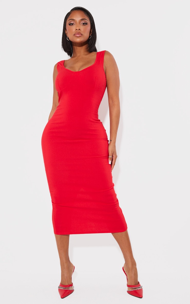 Shape Red Cup Detail Strappy Midi Dress | Shape | PrettyLittleThing USA