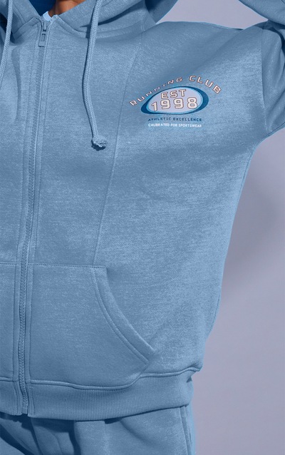 Petite Light Blue Zip Up Hoodie | Petite | PLT