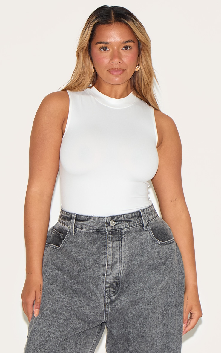 Shape White Sculpted High Neck Bodysuit | Shape | PLT AUS