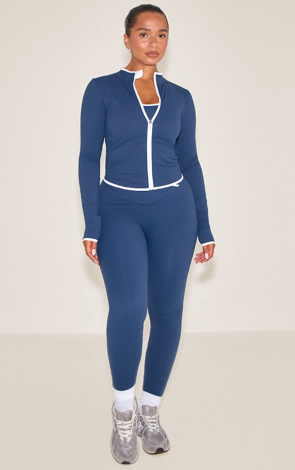 SHAPE NAVY ACTIVE CONTRAST BINDING ZIP UP JACKET | Shape ...
