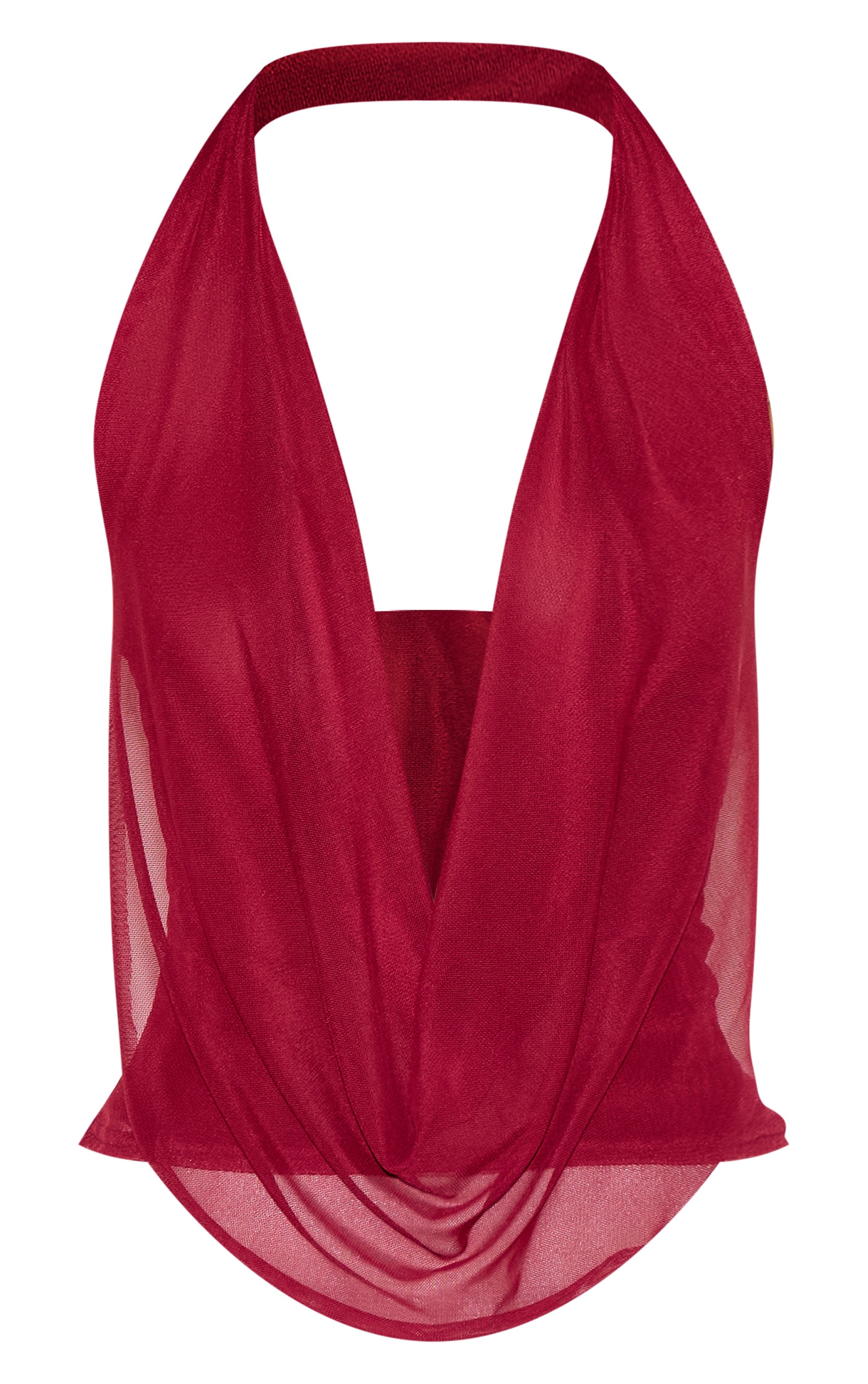 Deep Red Mesh Halter Neck Top | Tops | PLT AUS