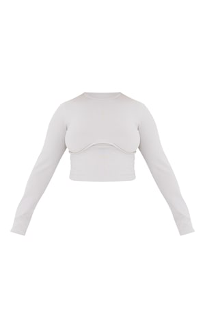 Shape Ash Grey Underbust Long Sleeve Top | Shape | PrettyLittleThing USA