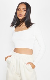 Cream Square Front Ribbed Top | Knitwear | PrettyLittleThing USA