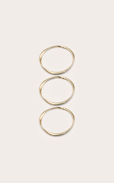 Gold Molten Slim Bangle Multi-pack | Accessories | PrettyLittleThing AUS