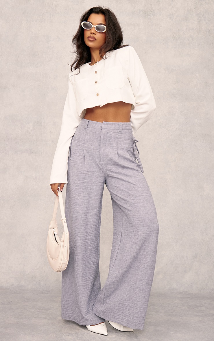 White Textured Tailored Cropped Jacket | Outerwear | PrettyLittleThing USA