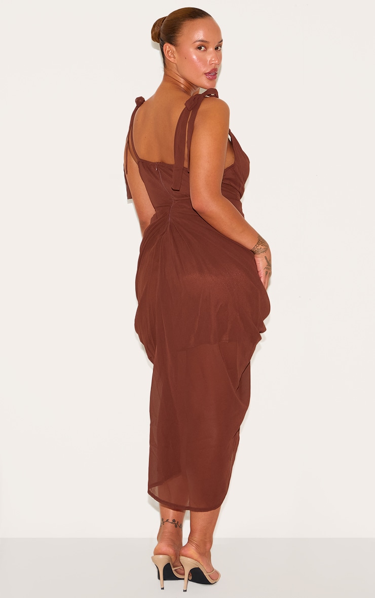 Plus Chocolate Underwire Detail Draped Midi Dress | Plus Size ...