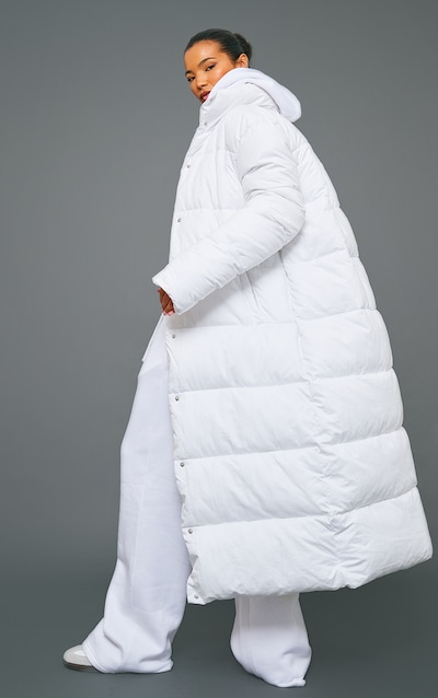 White Peached Maxi Puffer Coat | Outerwear | PLT