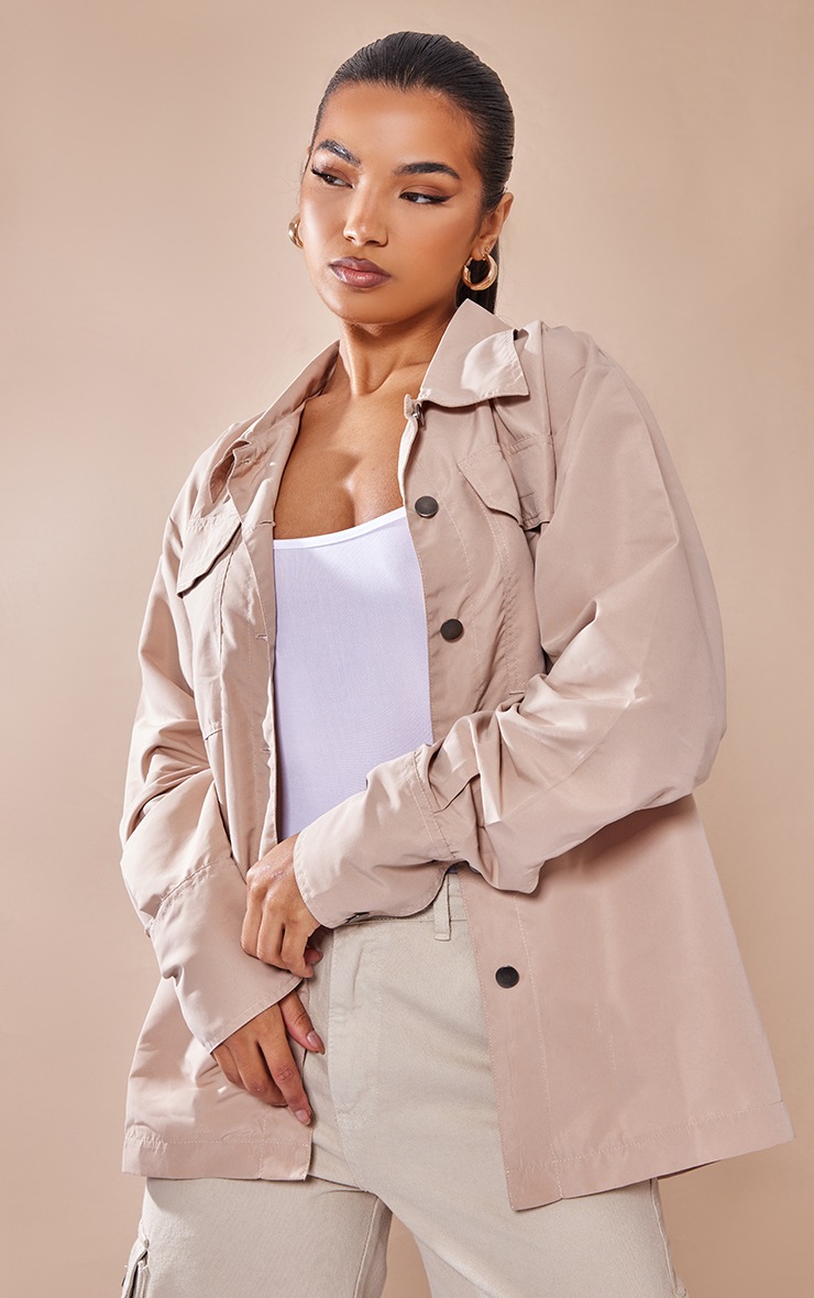 Stone Twill Cargo Pocket Shirt | Tops | PrettyLittleThing USA