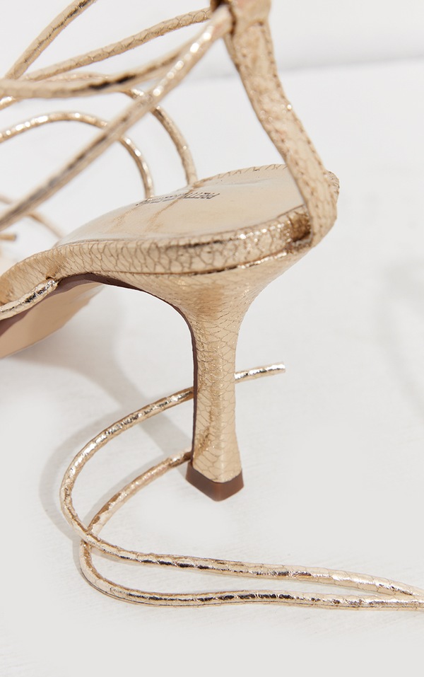 Gold Metallic Snake PU Knotted Lace Up Sandals | Footwear ...