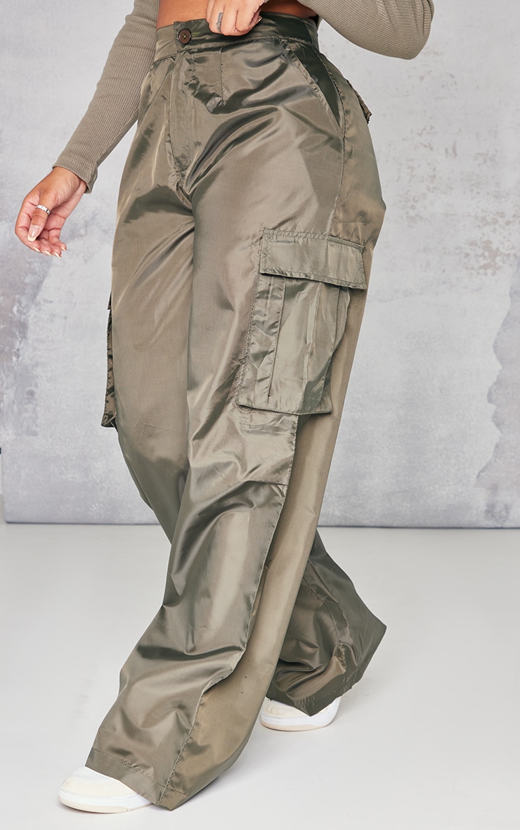 Shape Khaki Shell Pocket Detail Wide Leg Pants | PrettyLittleThing USA