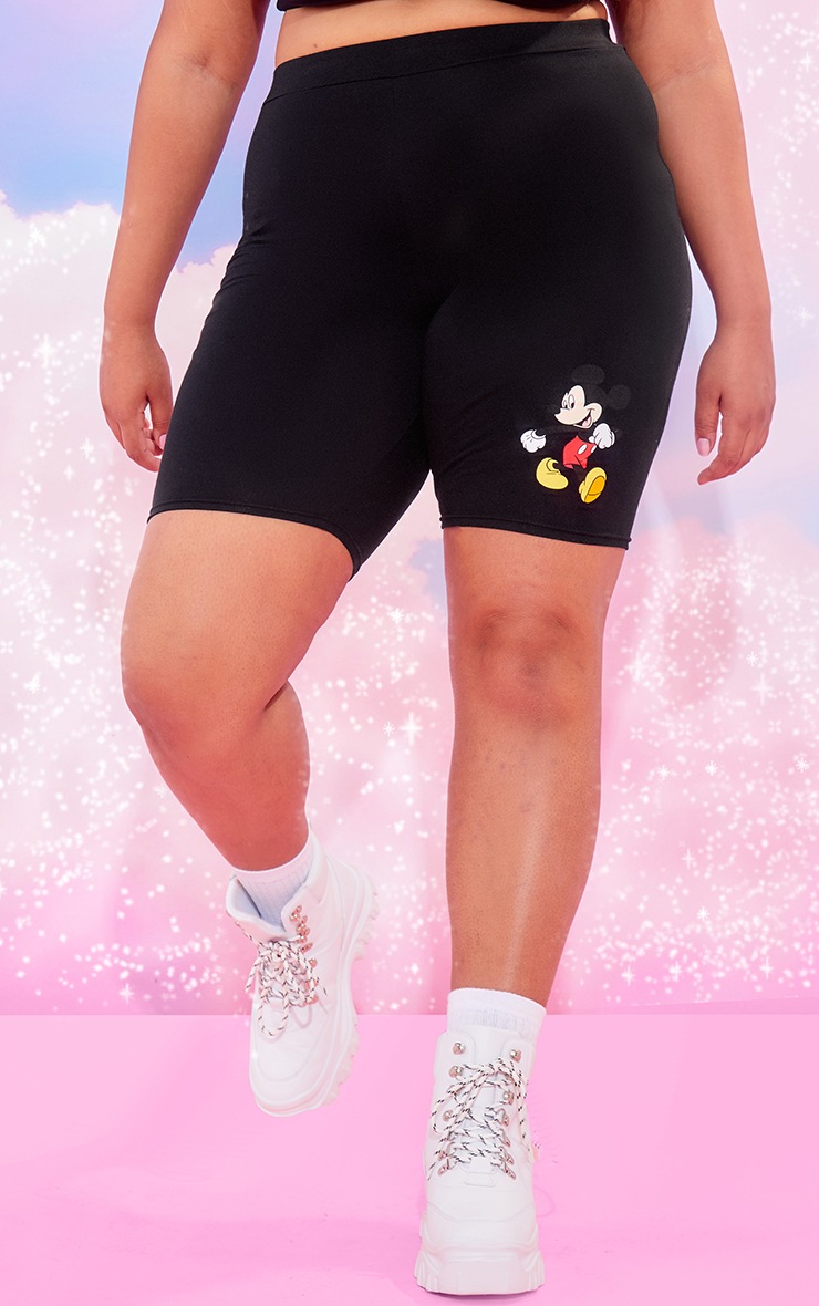 Plus Black Disney Mickey Cycle Shorts | PrettyLittleThing
