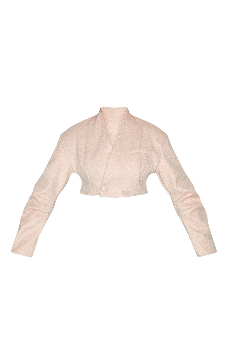 Shape Cream Wool Over Cocoon Sleeve Crop Jacket | Shape ...
