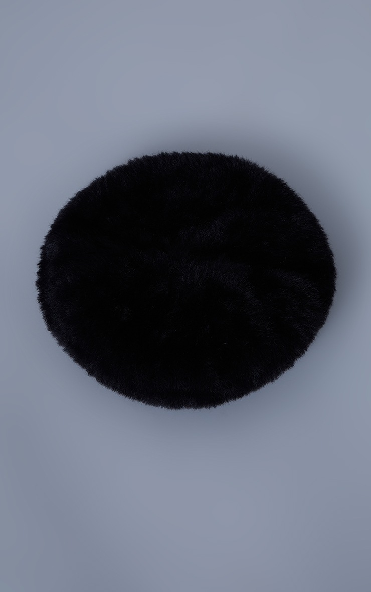 Black Fluffy Beret | Accessories | PrettyLittleThing
