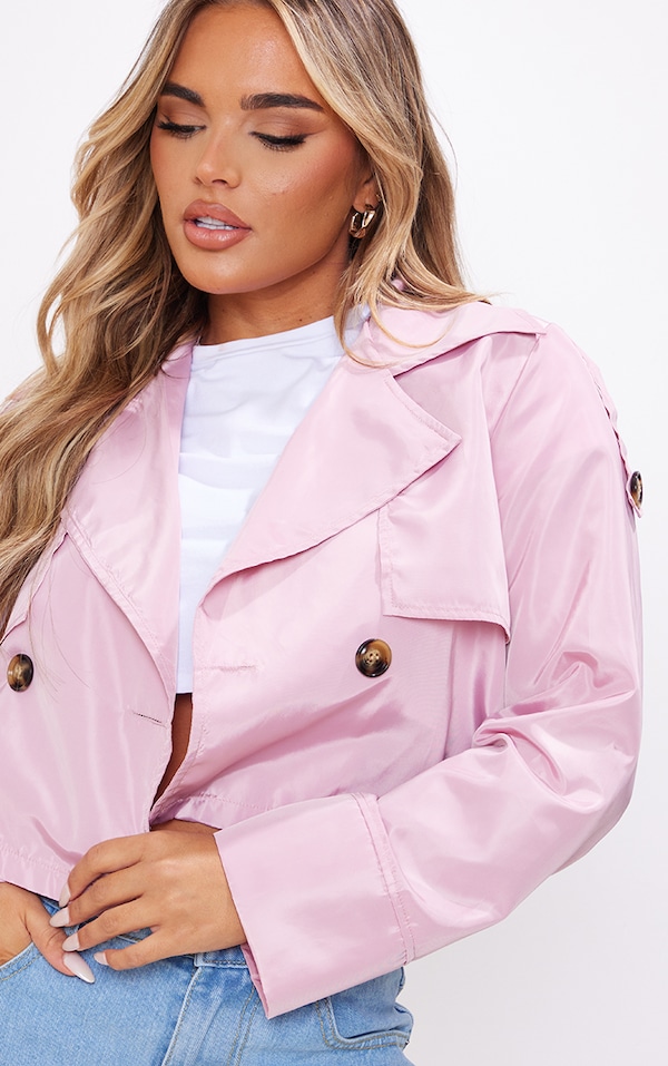Pink Shell Cropped Trench Coat | Outerwear | PLT