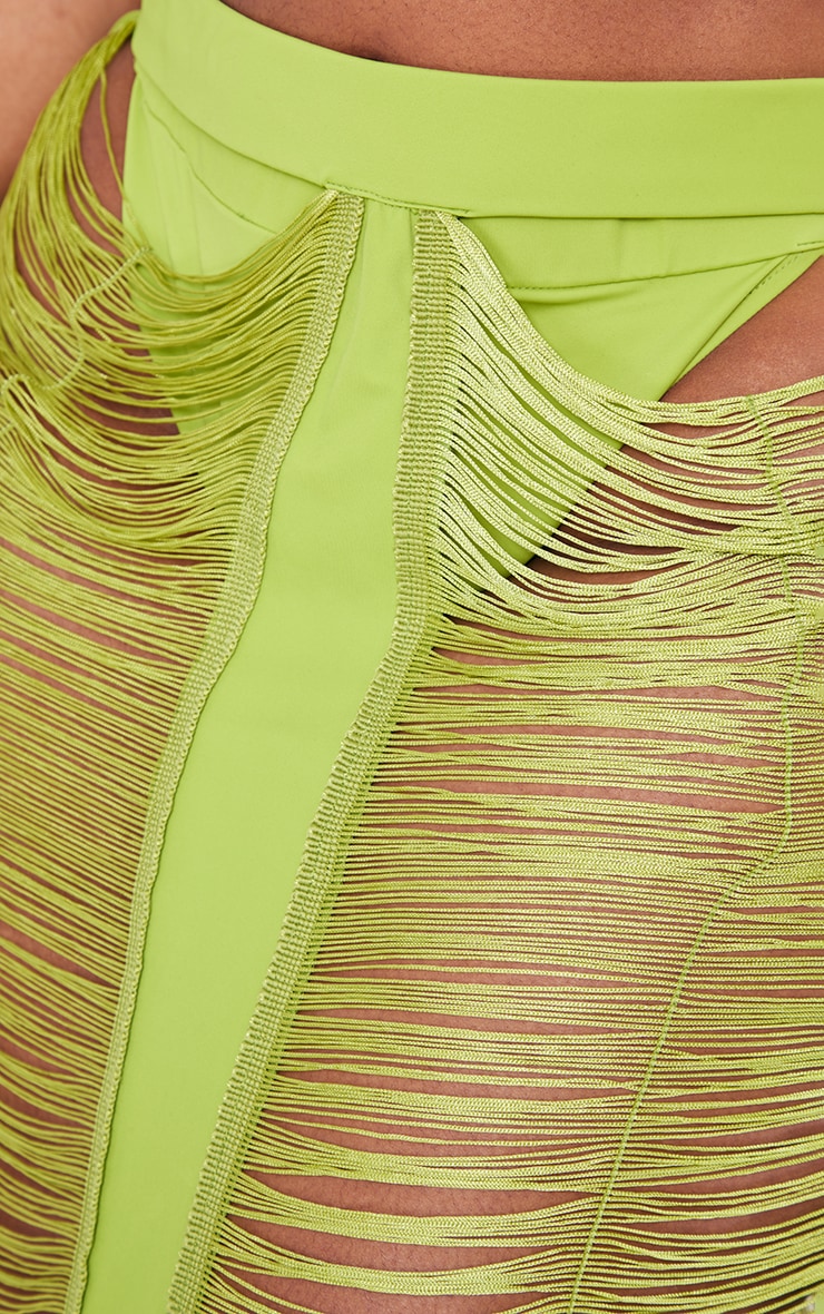 Plus Olive Fringed Maxi Skirt | Plus Size | PrettyLittleThing IE