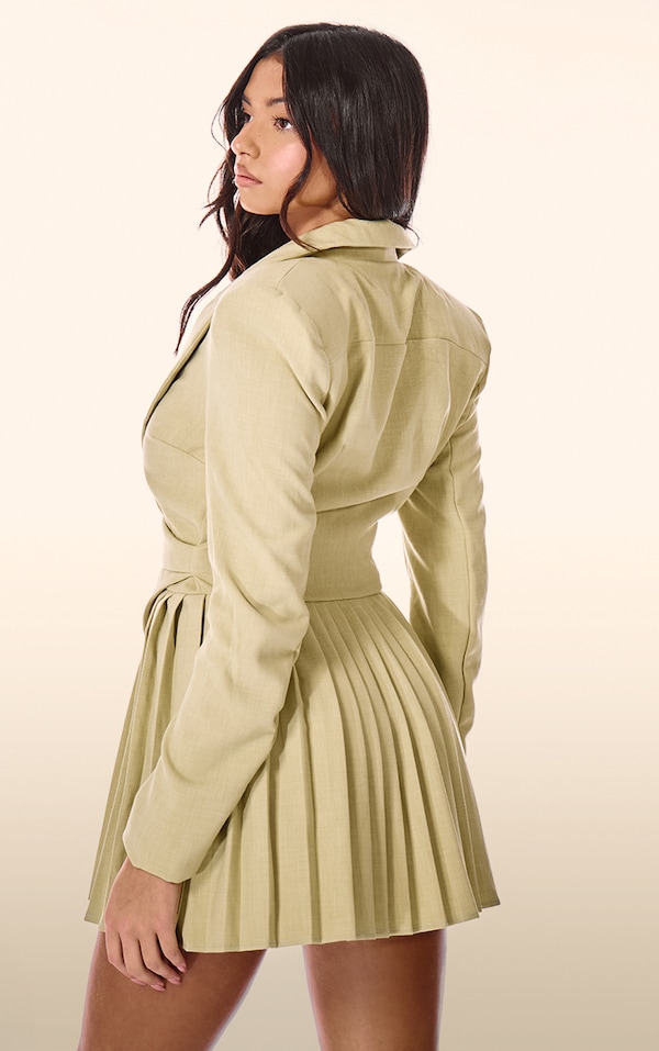 PLT Label Chartreuse Asymmetric Blazer Dress | Dresses ...