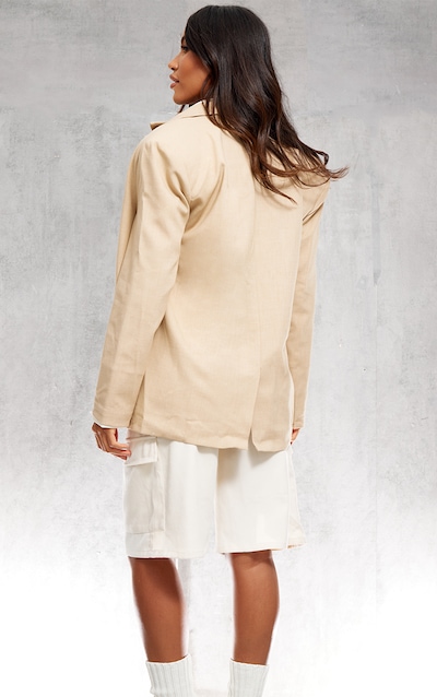 Stone Woven Oversized Curved Hem Boxy Blazer | Outerwear | PLT