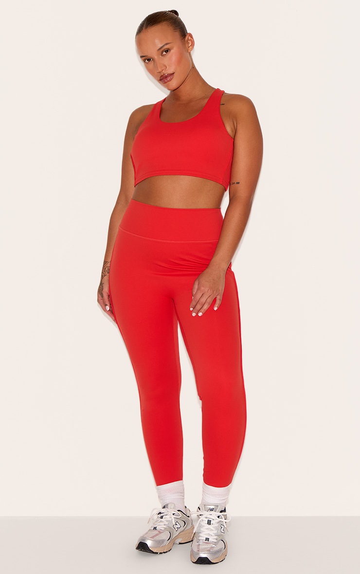 Red Sculpt Double Layer Padded Contrast Binding Bra | Athleisure | PLT