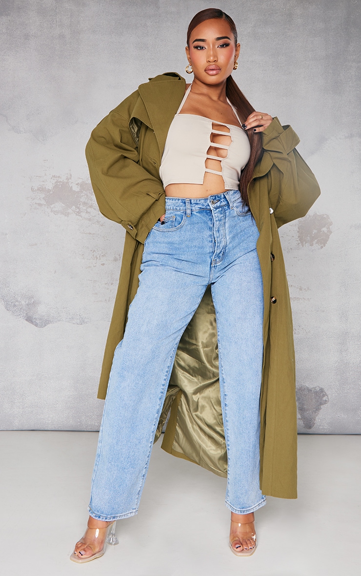 Shape Stone Stretch Halterneck Cut Out Crop Top | PrettyLittleThing