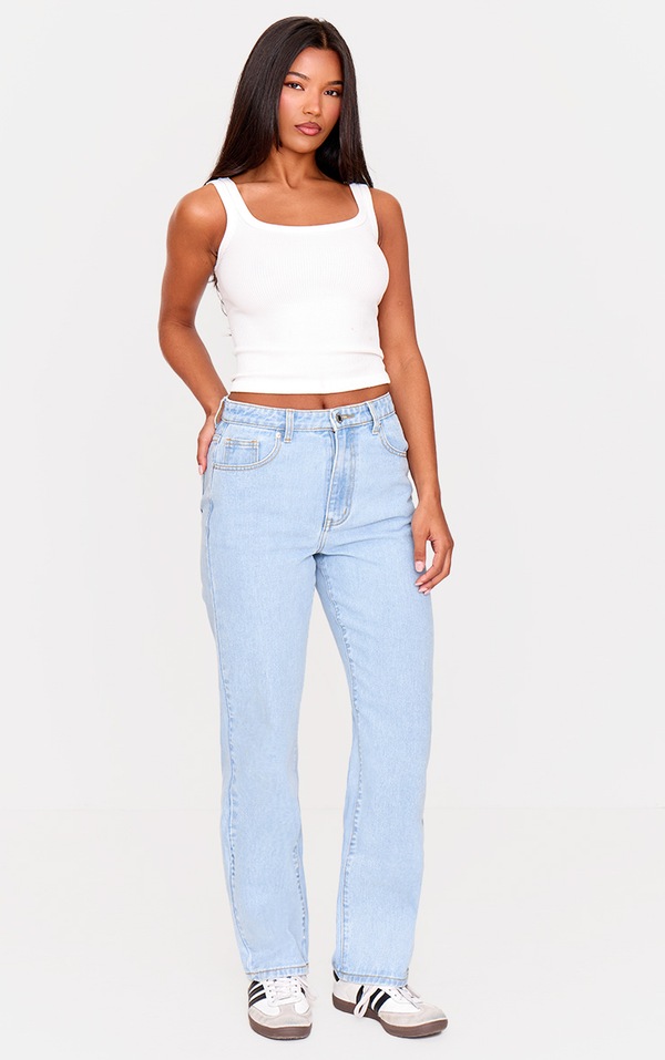 PLT Light Blue Wash High Waist Straight Leg Jeans | Denim | PLT