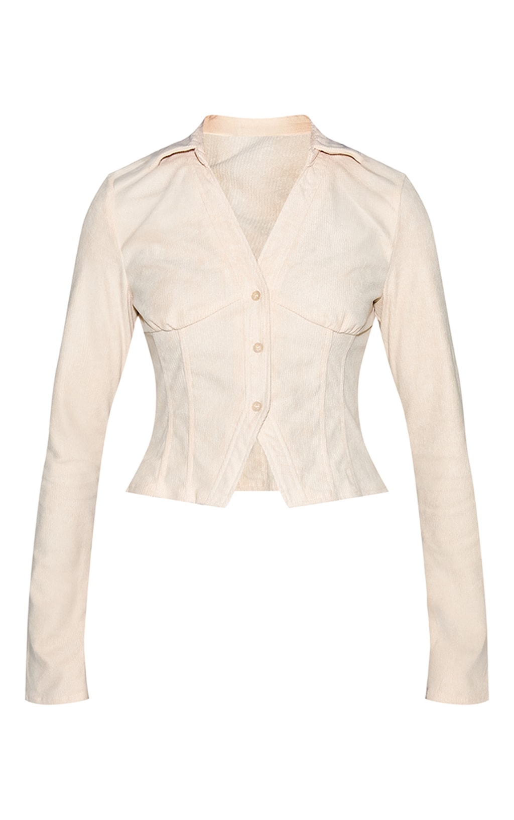Cream Corduroy Fitted Shirt | Tops | PLT