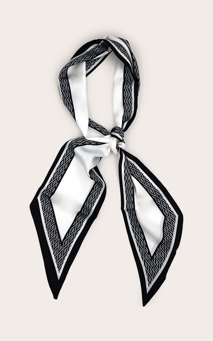 White Border Satin Neck Scarf | Accessories | PLT