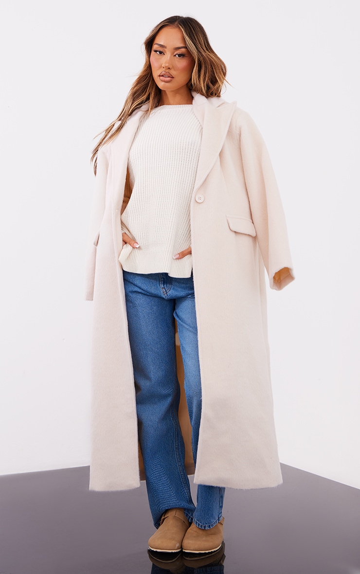 Petite Cream Round Neck Side Split Knit Jumper | Petite | PLT