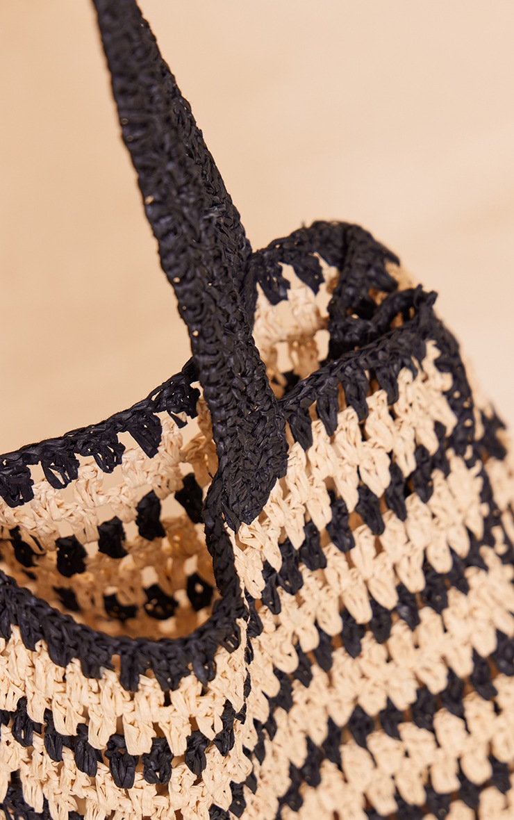 Monochrome Stripe Raffia Large Beach Bag | Accessories ...