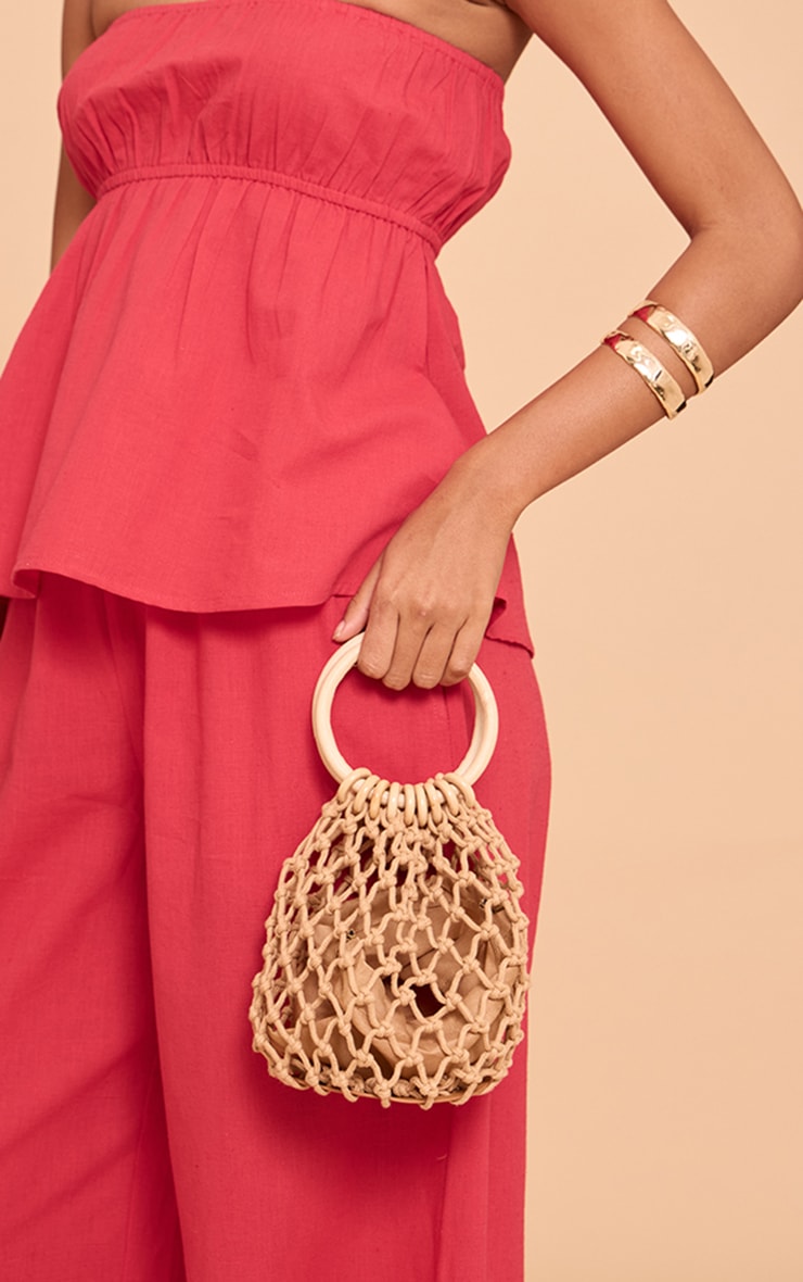 Tan Raffia Bucket Grab Bag | Accessories | PrettyLittleThing UAE