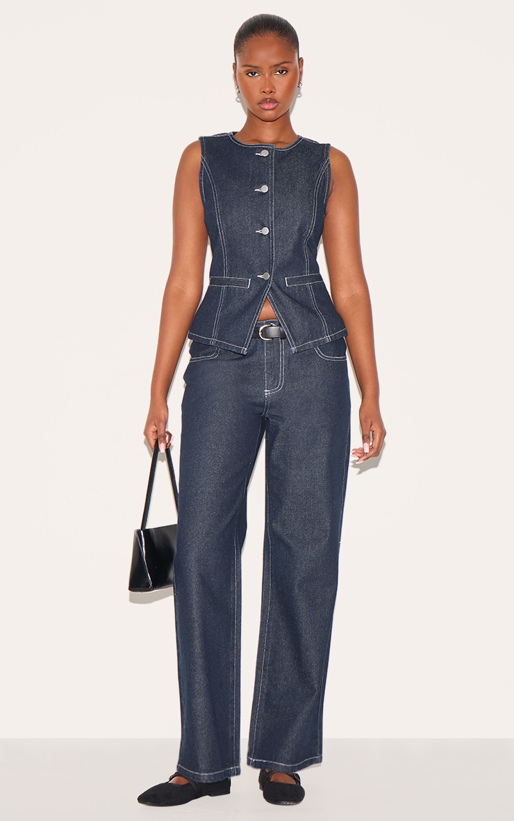 Raw Indigo Wash Mid Waist Straight Leg Jeans | Denim | PLT