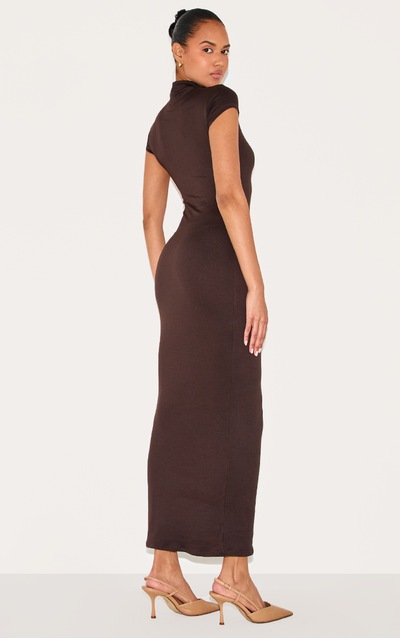 Chocolate Double Contour Boat Neck Maxi Dress | Dresses | PLT USA