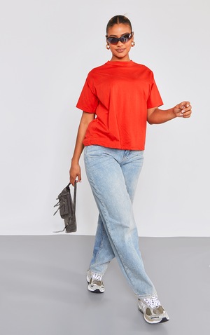 Basic Red Short Sleeve Crop T Shirt | PrettyLittleThing