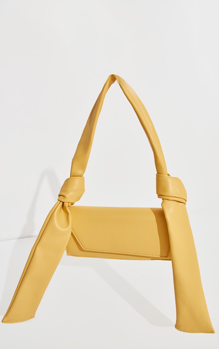Yellow PU Angled Flap Knot Handle Shoulder Bag | Accessories ...