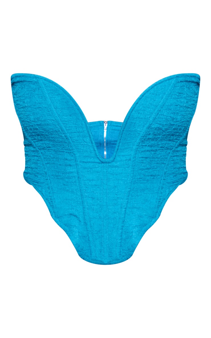 Shape Corset texturé bleu turquoise à décolleté plongeant ...