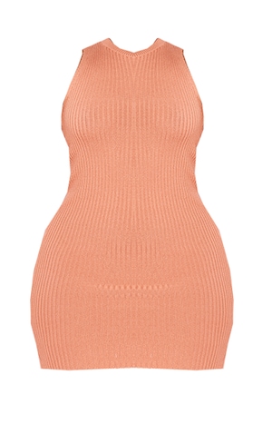 Plus Rust Knitted Sleeveless Bodycon Dress | Plus Size | PLT