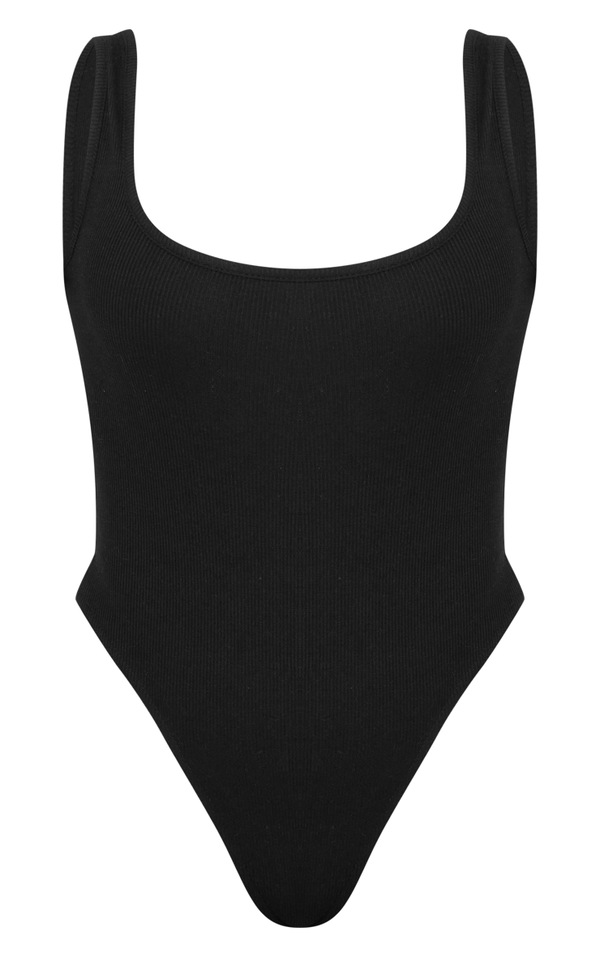 Black Soft Basic Ribbed Scoop Neck Bodysuit | Tops | PrettyLittleThing AUS
