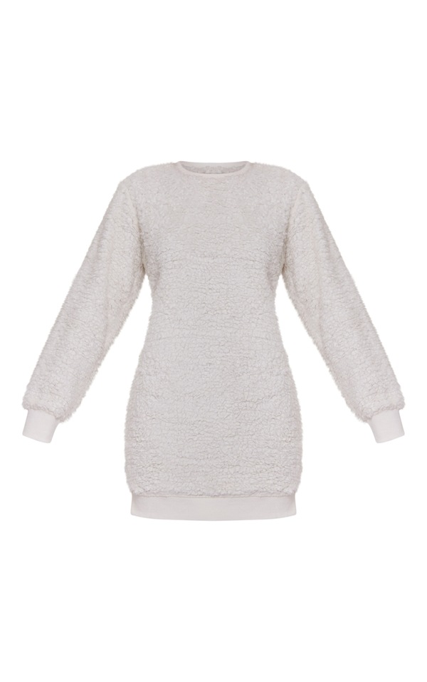 Cream Borg Backless Sweater Dress | Dresses | PLT USA