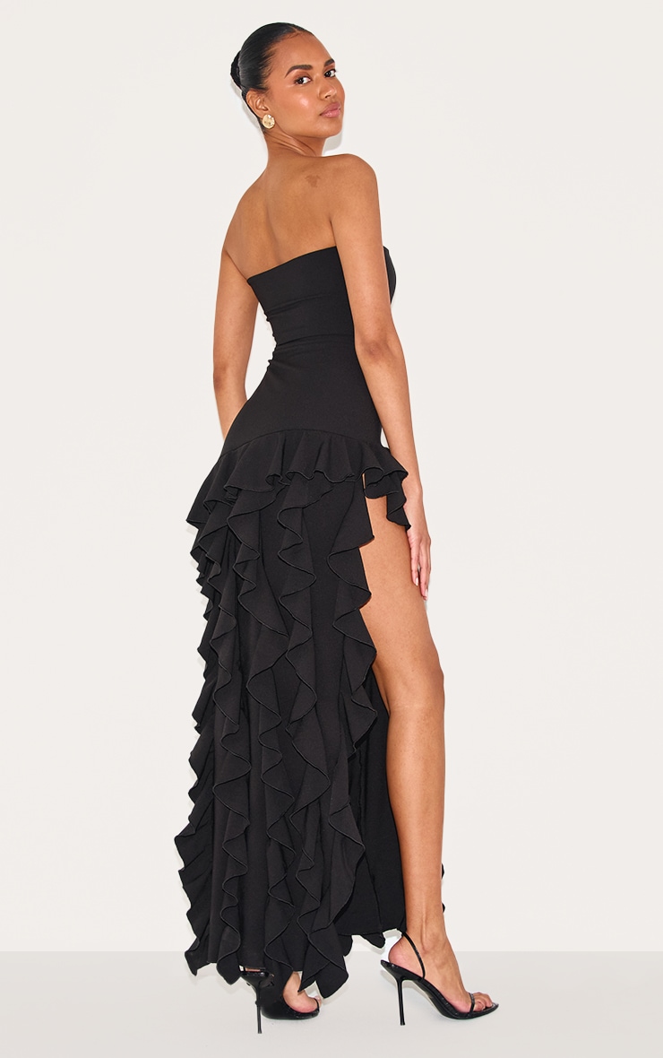 Black Bandeau Frill Detail Maxi Dress | Dresses | PLT