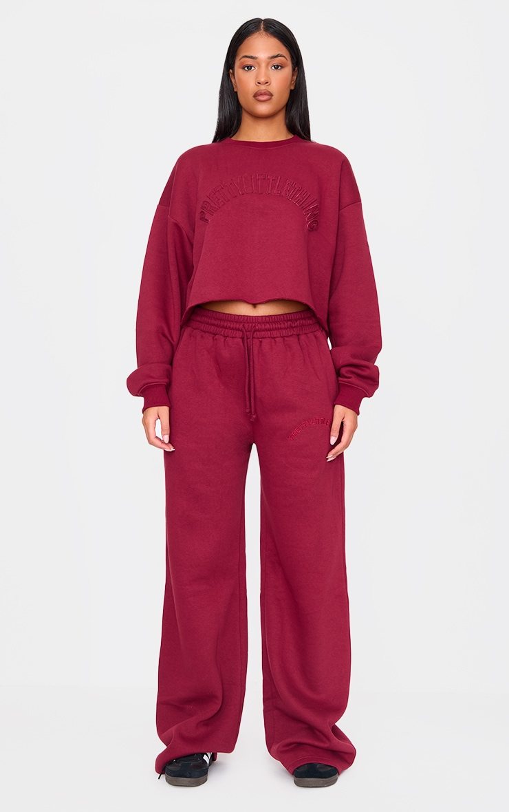 Tall Burgundy Drawstring Wide Leg Sweatpants | Tall | PLT USA