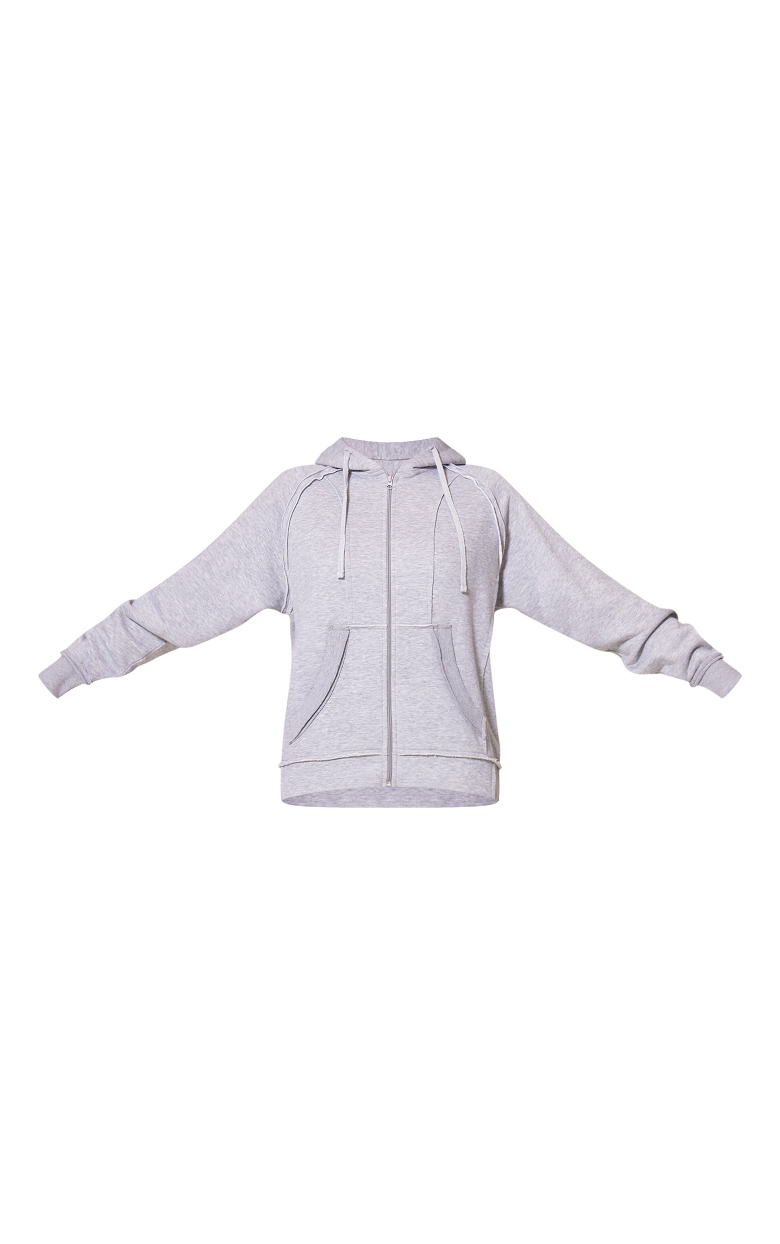 Grey Marl Exposed Seam Detail Zip Up Hoodie | Sweat | PrettyLittleThing USA