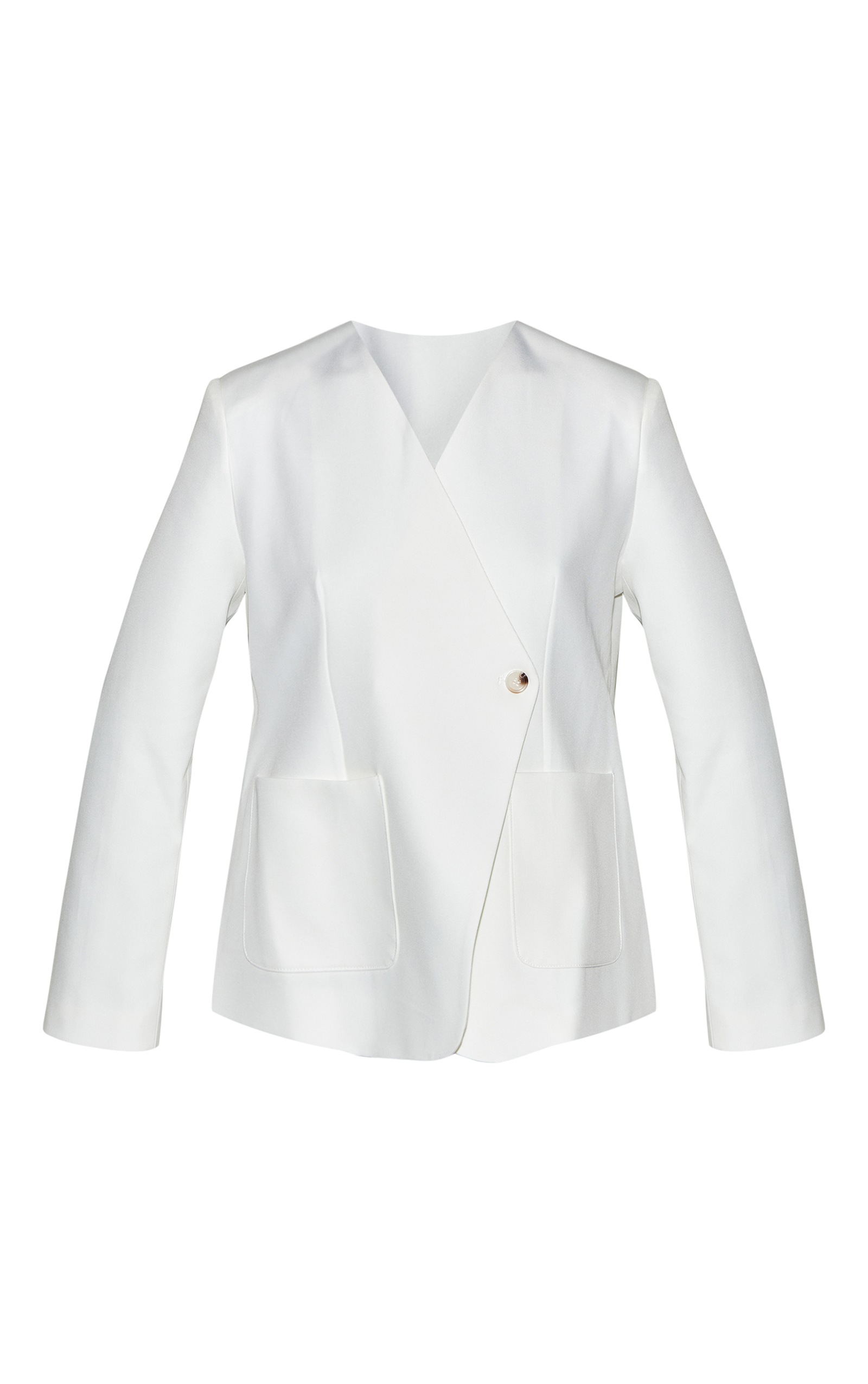 White Tailored Woven Asymmetric Blazer | Co-ords | PLT USA