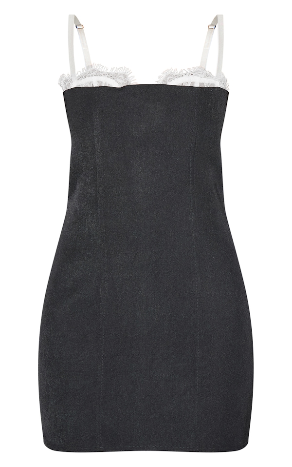 Black Lace Bust Detail Woven Bodycon Dress | Dresses ...