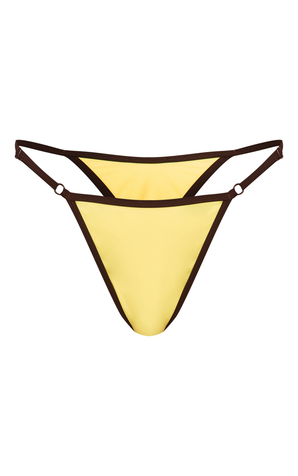Yellow Contrast Binding String Tanga Bikini Bottom | Swimwear | PLT