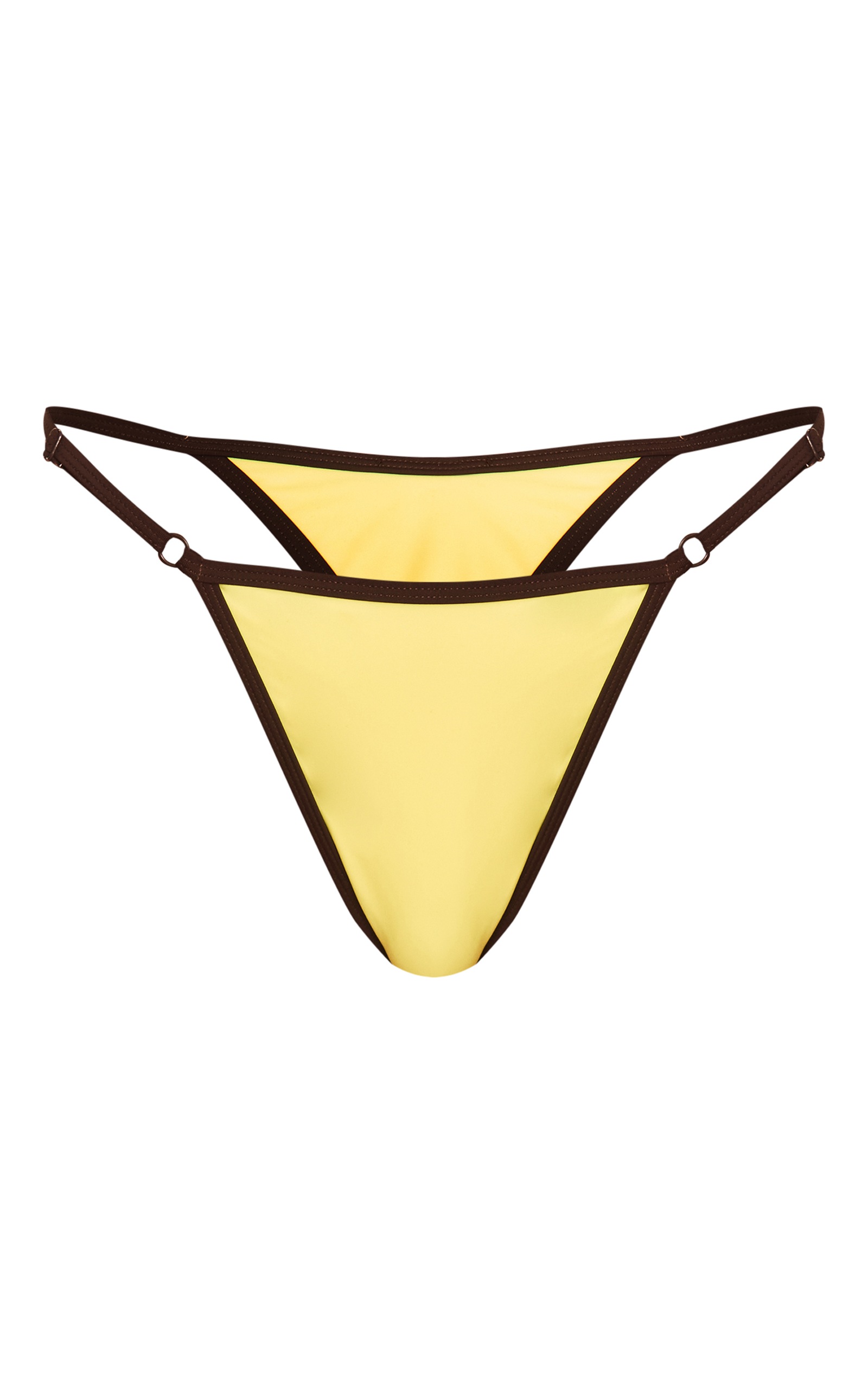 Yellow Contrast Binding String Tanga Bikini Bottom | Swimwear ...