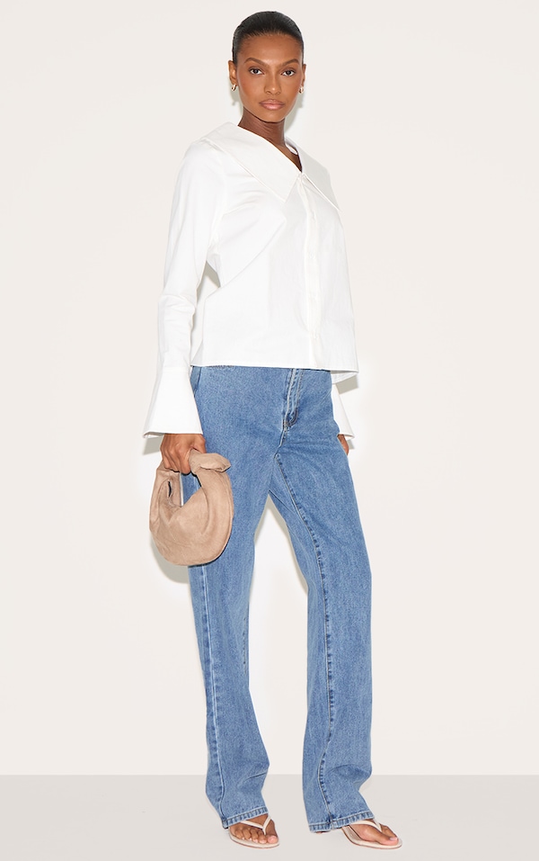 White Large Collar Shirt | Tops | PrettyLittleThing USA