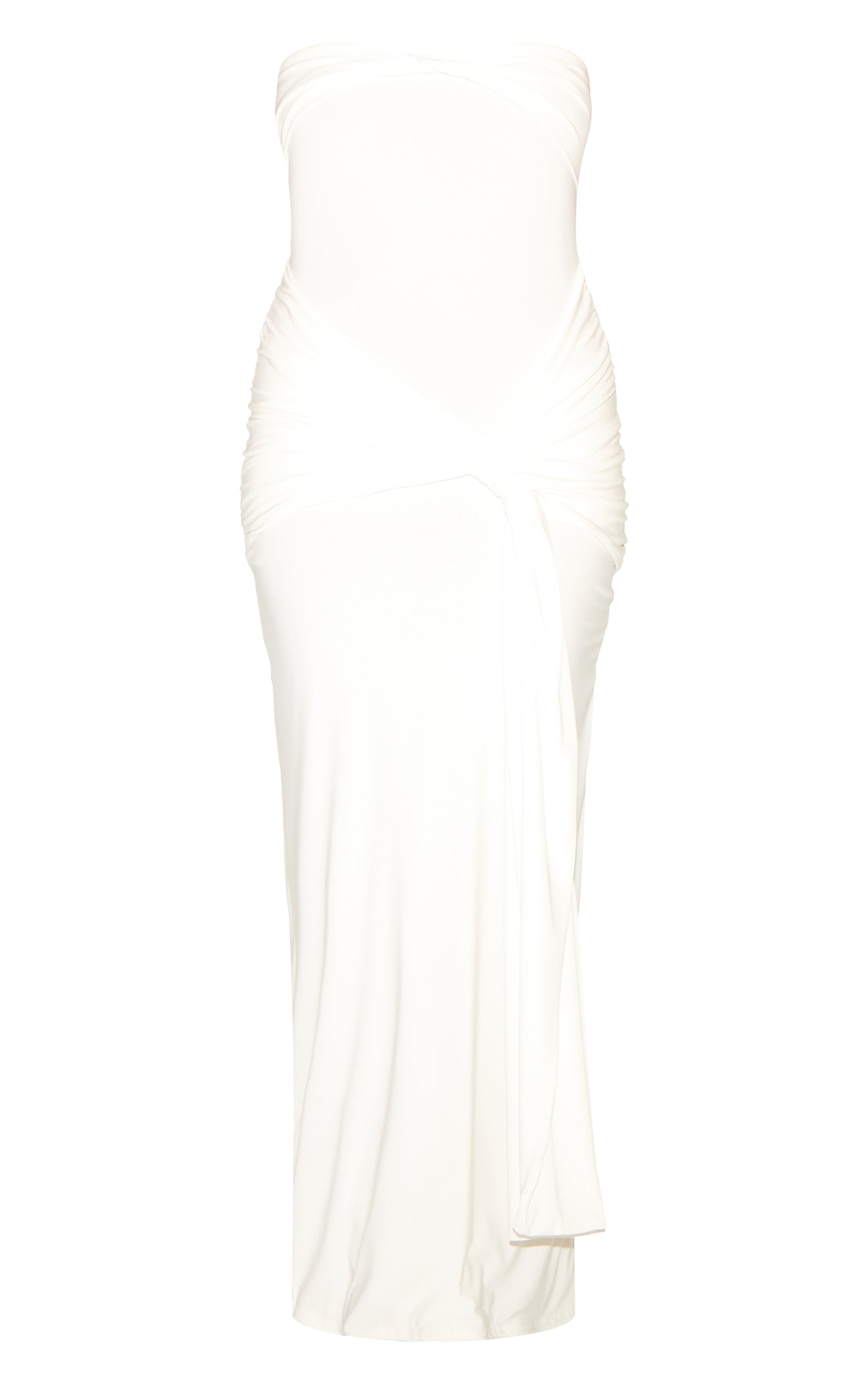 Shape White Bandeau Twist Drape Waist Maxi Dress | Shape | PLT