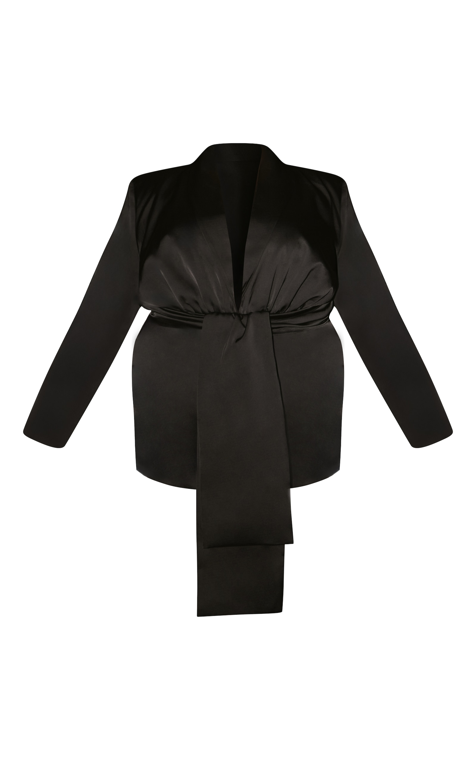 Plus Black Structured Satin Drape Blazer Dress | Plus Size ...